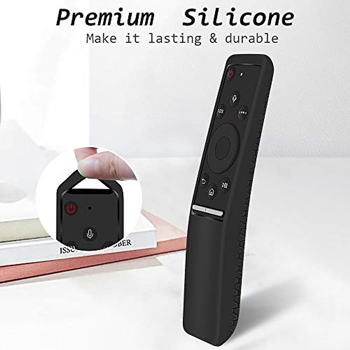 Silicone Protecitve Case Cover Holder Compatible for Samsung New Smart 4K Ultra HDTV Remote Control of BN59 Series,Light Weight[Anti-Lost] Anti Slip Shockproof Remote Skin Sleeve Protector-Black