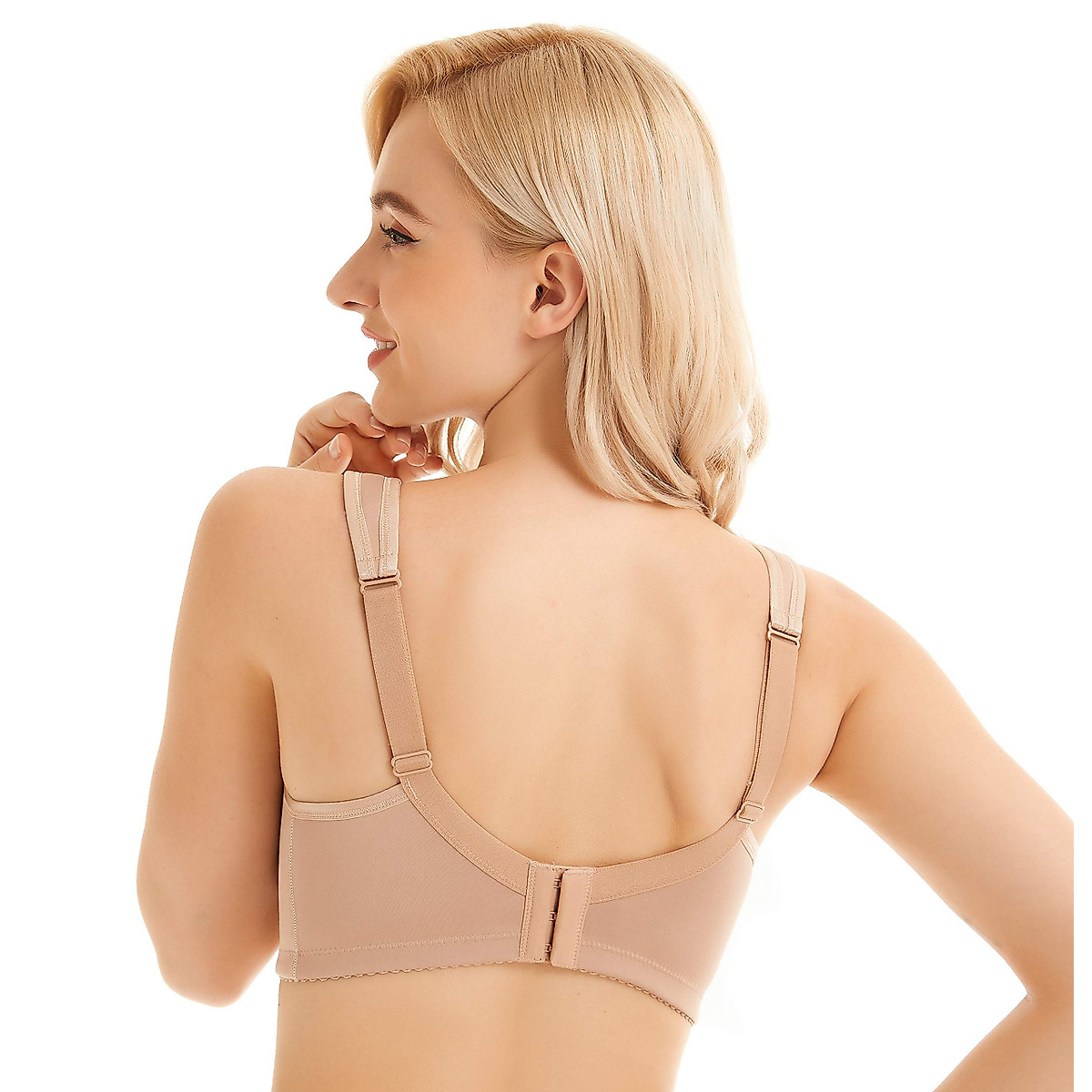 Mastectomy Bra invisible pockets for breast forms flower embroidery Pocket Bra 218 (Beige, 36B)