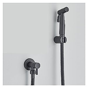 Black Single Cold Water Toilet Bidet Sprayer Faucet Bathroom Stainless Steel 304 Nickel Shower Bidet Wall Mount Ladies Cleaner(Black Bidet)