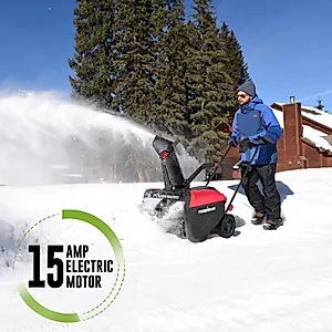 PowerSmart 21 Inch Electric Snow Blower - 120V 15 Amp, 2100 RPM, LED Light for Yard, Road