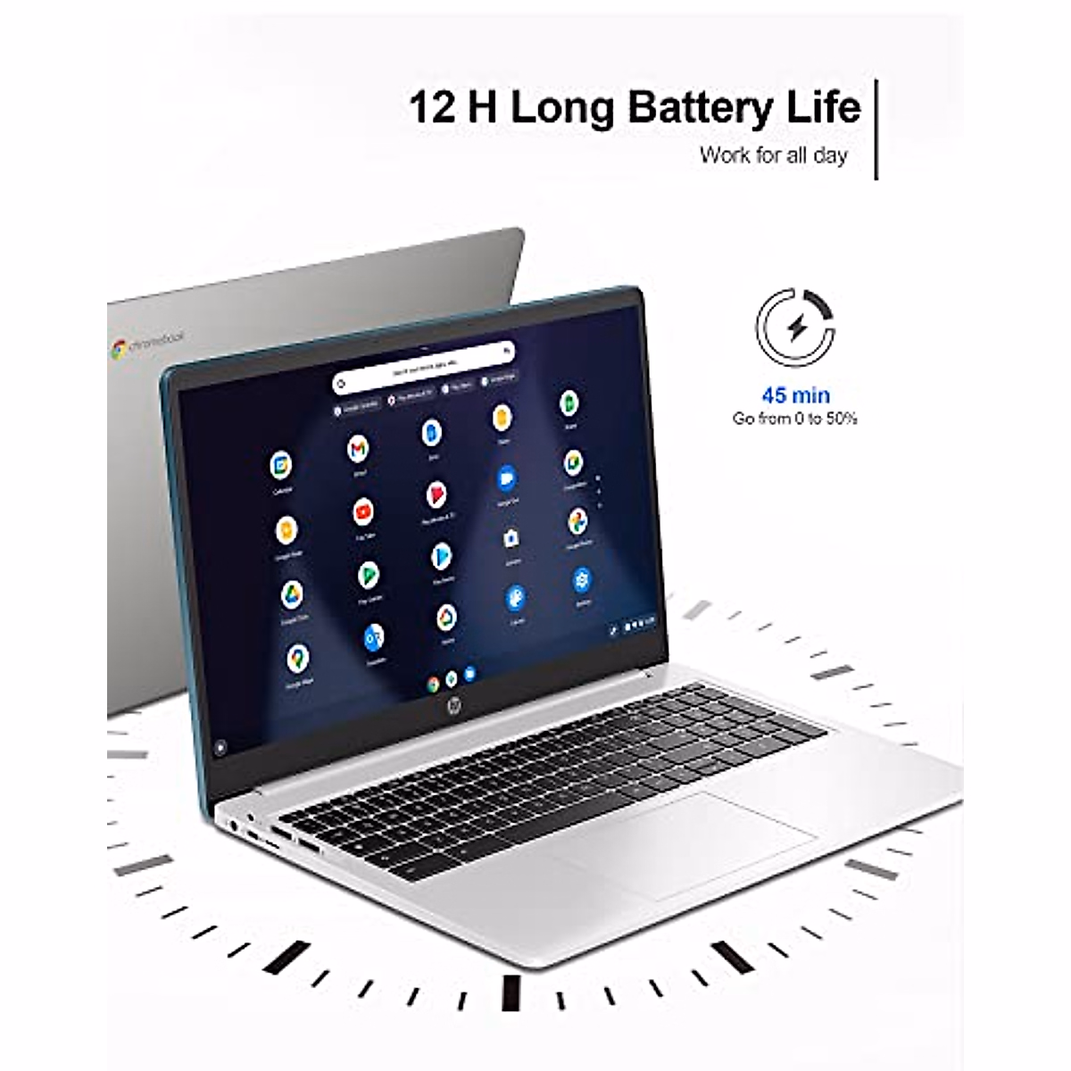 HP Chromebook Laptop for Student & Business, 15.6" HD Display, 8GB RAM, 192GB Storage (64GB eMMC+128GB MSD Card), Quad-Core Intel Pentium N200, Long Battery Life, WiFi, UHD Graphics, Chrome OS