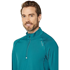 Hot Chillys Men's Micro Elite Chamois Zone Zip-T Midweight Body Fit Base Layer - Cross Country Blue, Large