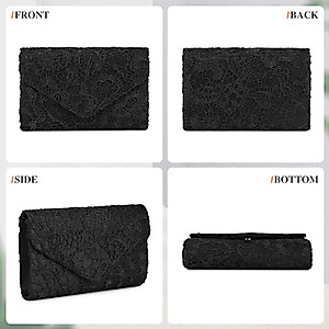 UBORSE Women's Elegant Floral Lace Envelope Clutch Evening Prom Handbag Purse Black
