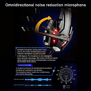 KOTION EACH G9000 Gaming Headset, 3.5mm LED Light Game Headset for PlayStation 4 PS4 with Microphone for Laptop, Tablets, Computers, iPhone and Smartphones (Blue in Black)