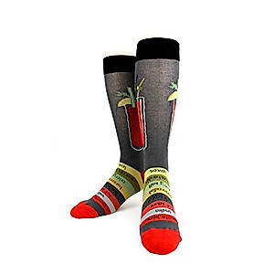 Foot Traffic Men's Novelty Socks, Funny Beverage-Themed Socks for Men, Sizes 7–12, Bloody Mary