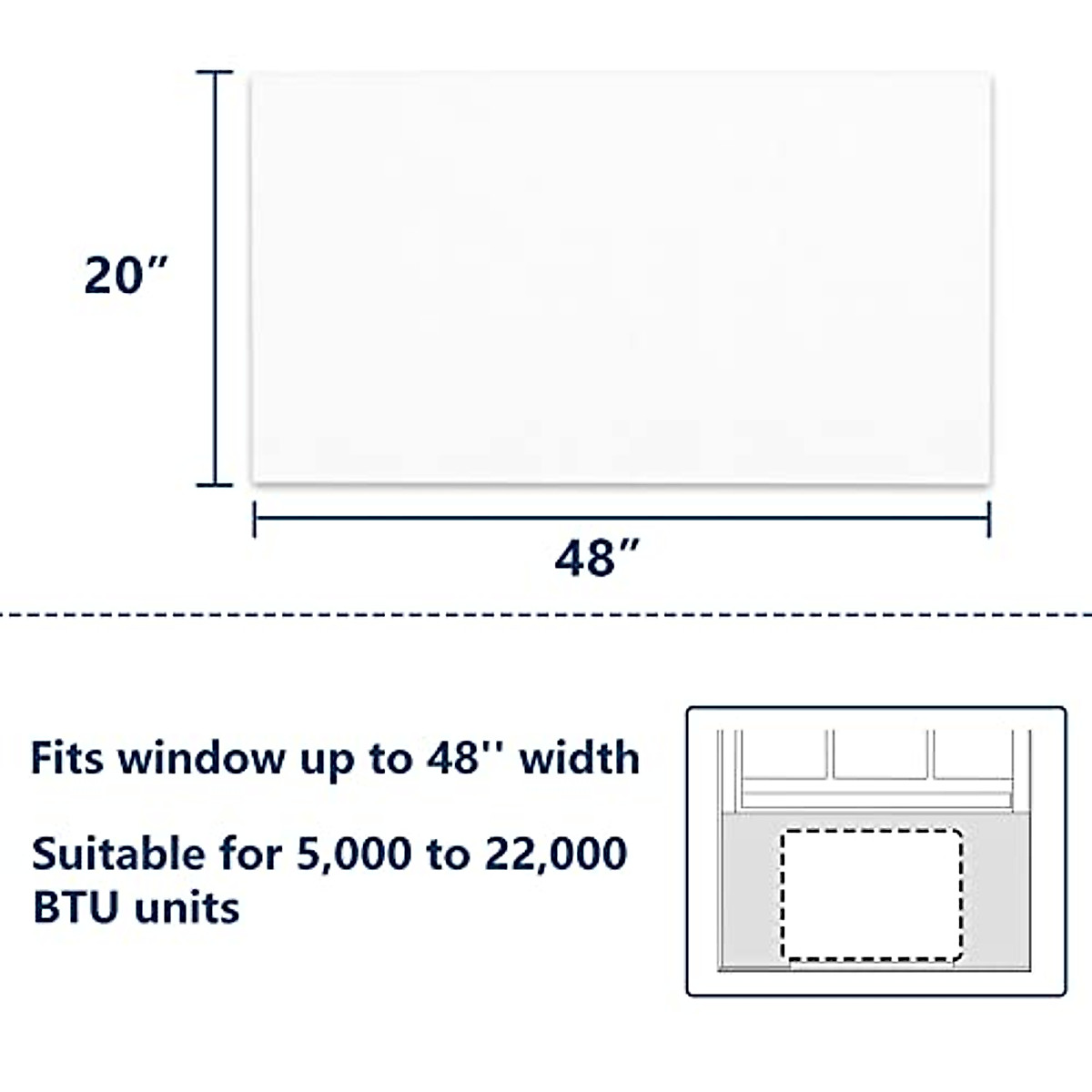 Pearwow Window Air Conditioner Side Panel, 48" Extended Width XL Size Surround Insulated Foam Side Panels for Window AC Units, Air Conditioner Insulation Panel for Summer and Winter