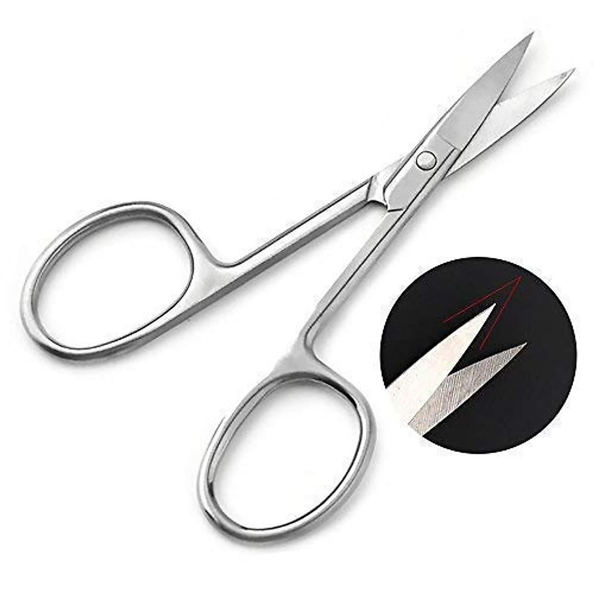 Moustache Trimmer,Eyebrow and Nose Hair Scissors For Men&Woman,Curved and Rounded Facial Hair Scissors - Moustache Scissor, Beard Trimming Scissors Beard Eyebrow Trimmer Scissors Stainless Steel Set A