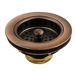 Solid Brass Duo Basket Strainer, for Kitchen Sinks (Antique Copper)
