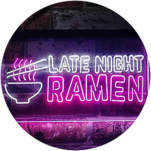 ADVPRO Late Night Ramen Japanese Food Dual Color LED Neon Sign White & Purple 16" x 12" st6s43-i3305-wp
