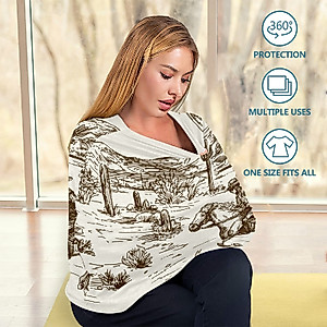 xigua Soft Baby Car Seat Covers Canopy for Infants Strollers Canopies for Newborns Babies Nursing Apron Cover for Breastfeeding, Western Desert Cowboy