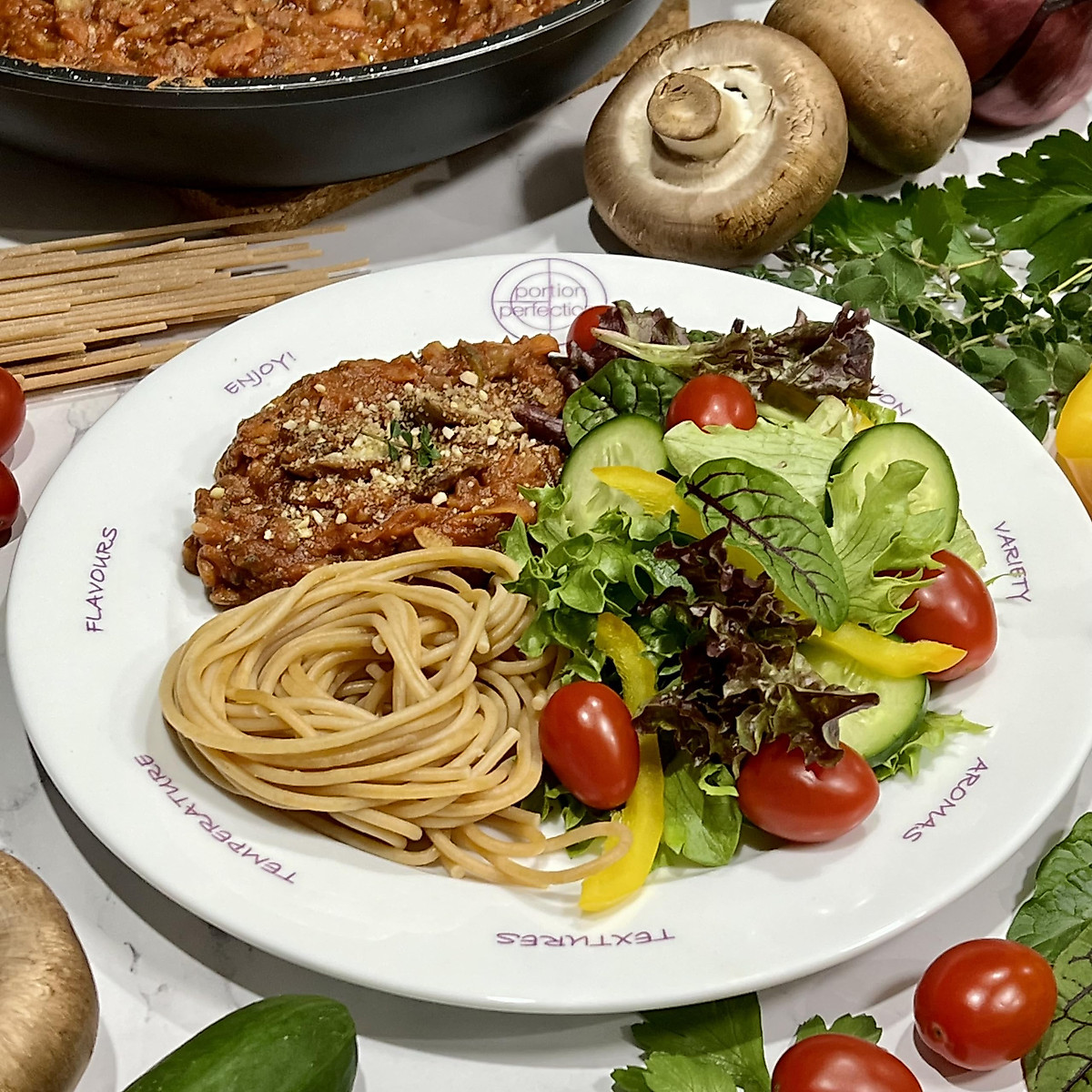 Portion Perfection PORCELAIN Weight Loss Plate for Women & Men | 2 Weightloss Serving Sizes on all 10 inch Adult Portion Control Plates, Ideal Weight Loss Products For Diabetes & Healthier Diets |