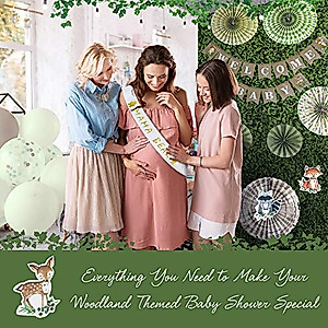 YARA Woodland Baby Shower Decorations For Boy & Girl| Jungle Safari Gender Neutral Forest Animal Decor| Party Supplies Kit with Rustic Burlap Welcome Baby Banner, Creature Cut Outs, Fans & Ivy Garland