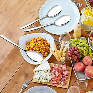Vababa 8-Piece Stainless Steel Large Buffet Serving Spoon, Sliver, F