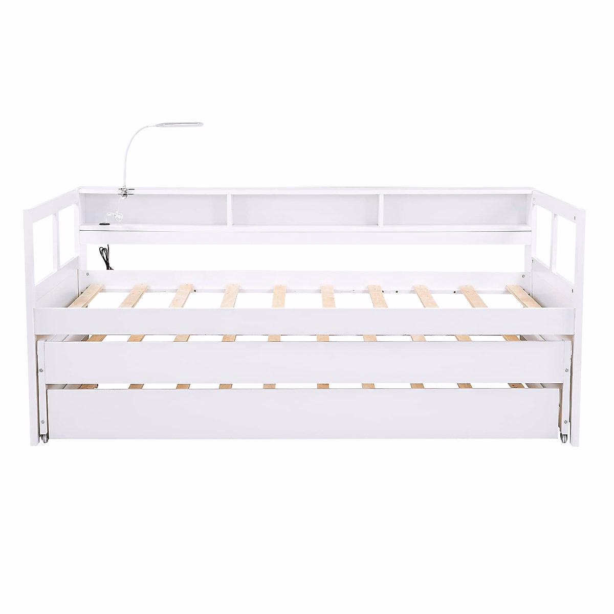 Harper & Bright Designs Twin XL Daybed with 3 Storage Cubbies and USB Charging, Wood Daybed Frame with Double Trundles, Daybed with Trundle for Kids Girls Boys, No Box Spring Needed (White)