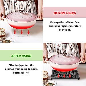 Sumnacon 1Pcs Rectangle Cast Iron Trivet - Heat Resistant Iron Trivet for Hot Dish Pot Pan Plate Teapot, Rustic Cast Iron Hot Dish Plate Holder for Kitchen Dining Table Countertop Cooktop