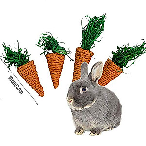 Hamiledyi Rabbit Seagrass Mat Activity Mat Bunny Chew Toy Small Animal Activity Play Ball Carrot Toy for Hamster Guinea Pigs Gerbils