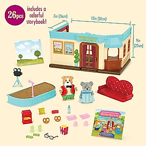 Lil Woodzeez – Toy Figures Playhouse – Miniature Movie Theatre – Stackable – Storybook Playset – Posable Figures & Cinema with Furniture – 3 Years +