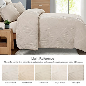 Exclusivo Mezcla Quilt Set King Size, 3 Pieces Brich Beige King Quilt Bedding Set, Lightweight Quilts Soft Bedspreads Modern Striped Coverlets for All Seasons