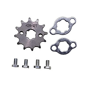 Trkimal Motorcycle 428 Front Sprocket for 50cc 70cc 90cc 110cc 125cc 140cc 160cc Dirt Pit Bike Mini Bike TaoTao Roketa Coolster Sunl Lifan Loncin ATV Quad 4 Wheeler Moped (428-12T, 17MM)
