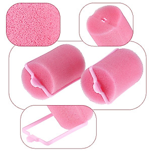 Geyoga 18 Pieces Sponge Hair Rollers Large Soft Foam Hair Styling Curlers Large Size Hairdressing Curlers for Women and Kids (Pink,1.6 x 2.8 Inches)