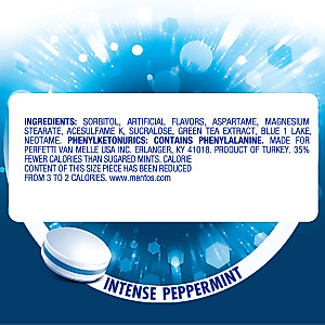 Mentos Clean Breath Hard Mints Sugar Free Candy, Peppermint, (Pack of 12)