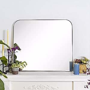 EGHOME 30x34'' Black Arched Mantel Mirror Arch Rounded Corner Mirror for Bathroom, Living Room or Powder Room