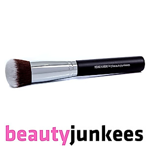 Mineral Powder Foundation Makeup Brush: Round Top Kabuki, Soft Dense Synthetic Bristles for Applying Loose Compact Pressed Translucent Minerals, Setting, Finishing, Buffing Liquid, Cream, Cruelty Free