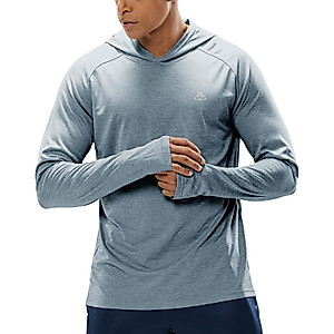 Haimont Men's UPF 50+ Sun Protection Hoodie Shirt Long Sleeve Rash Guard Fishing SPF Outdoor UV Shirt Lightweight, Haze Blue, XL