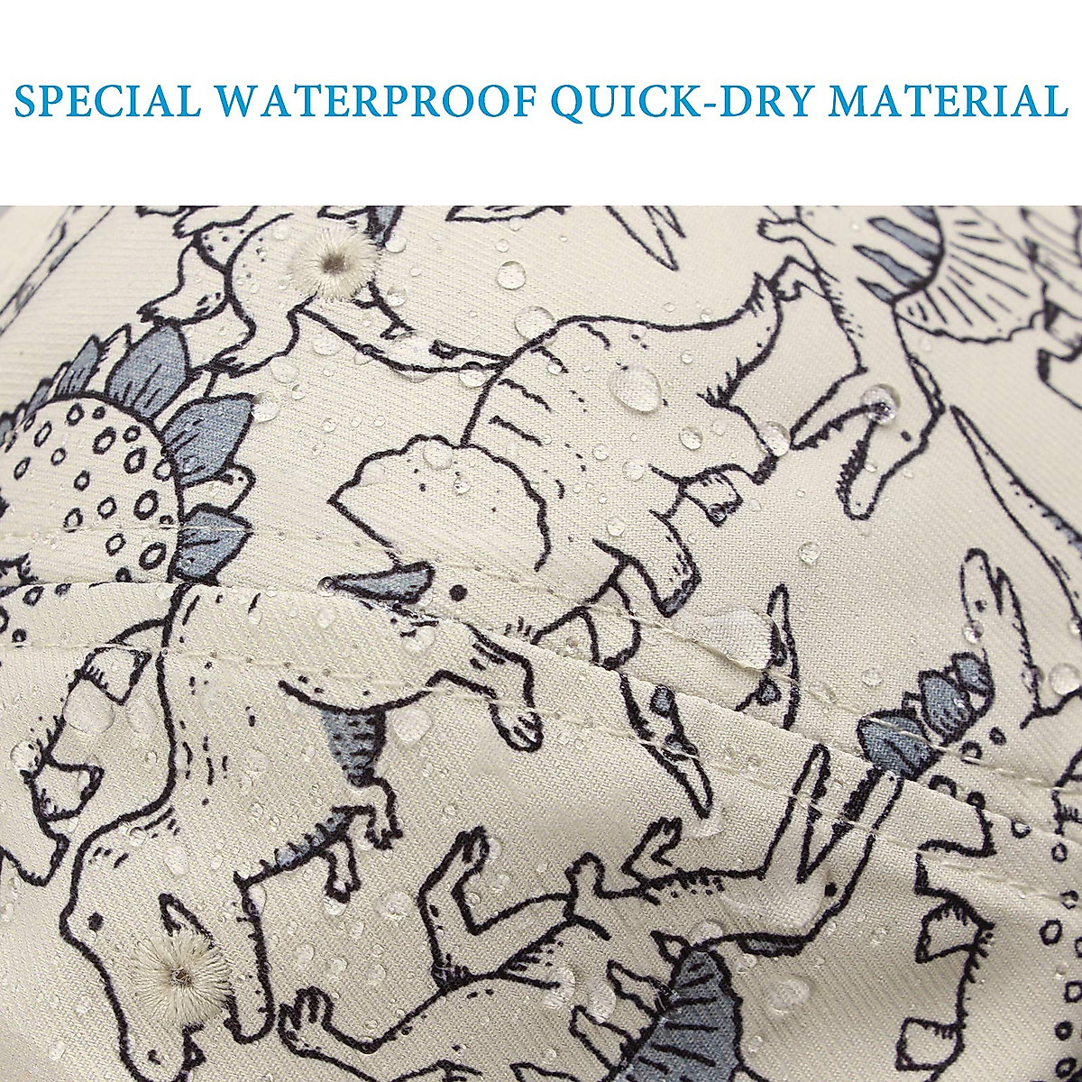 JANGANNSA Dinosaur Boys Girls Caps Waterproof Quick-Dry Baseball Caps for Boys Girls Toddler Kids Beach Hat Spring Summer Autumn 2-6Y(Beige Dinosaure,2-6 Years)