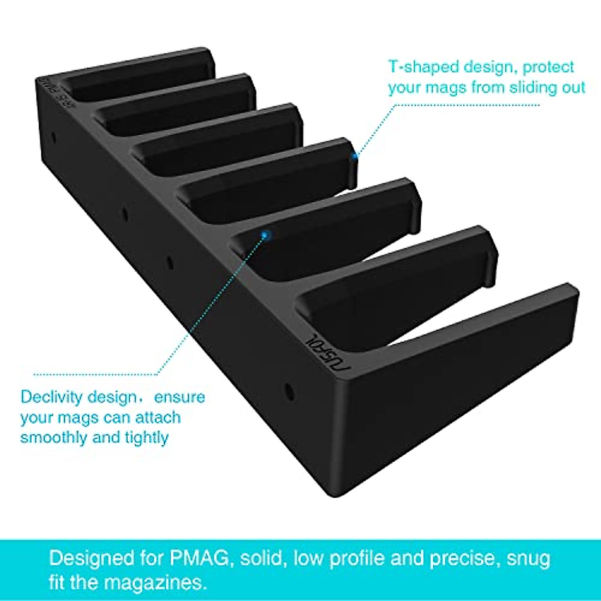 Solid ABS 6X Standard PMAG Wall Mount, Mag Holder, Home Magazine Storage Rack, 1 Pack