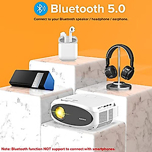 1080P Native WiFi Projector Bluetooth- XOPPOX HD Outdoor Movie Projector with 9000:1 Contrast for Home Cinema, Portable Video Projector Compatible PC/Laptop/Pad/ PS4/ Phones [Come with 100” Screen]