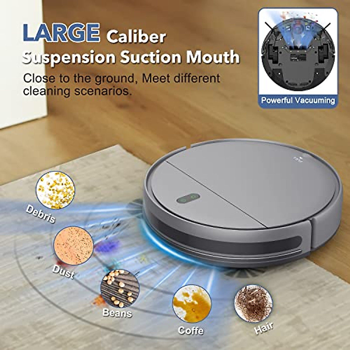 MAMNV Robot Vacuum and Mop Combo, WiFi/App/Alexa, Robotic Vacuum Cleaner with Schedule, 2 in 1 Mopping Robot Vacuum with 230ML Water Tank, Self-Charging, Slim, Ideal for Hard Floor, Pet Hair, Carpet