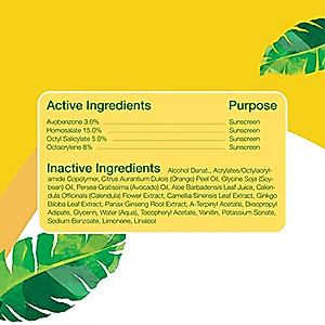 Alba Botanica Kids Sunscreen Spray for Face and Body, Tropical Fruit, Broad Spectrum SPF 50, Water Resistant, 5 fl. oz. Bottle