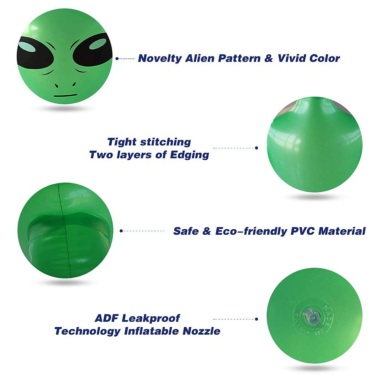 YBB 4 Pack Alien Inflatable Toys 36 Inch with UFO Foil Balloon, Novelty Large Size Martian Aliens Prop Toy Decorations for Birthday Halloween Party Favors (Green, Blue, Purple))