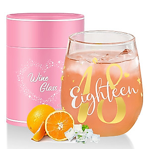 Yalucky 18th Birthday Gifts For Women Wine Glass Gift Idea 18 Years Old Party Decorations 18th Anniversary Wedding Drinking Present For Wife Her Friend Ladies Mom Auntie Daughter Sister