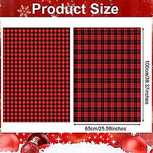 2 Pieces Christmas Sack Buffalo Plaid Drawstring Storage Bags Exlarge 39.37 x 25.9 Inch Xmas Storing Sacks Bags for Party Favors Supplies (Black and Red Plaid)