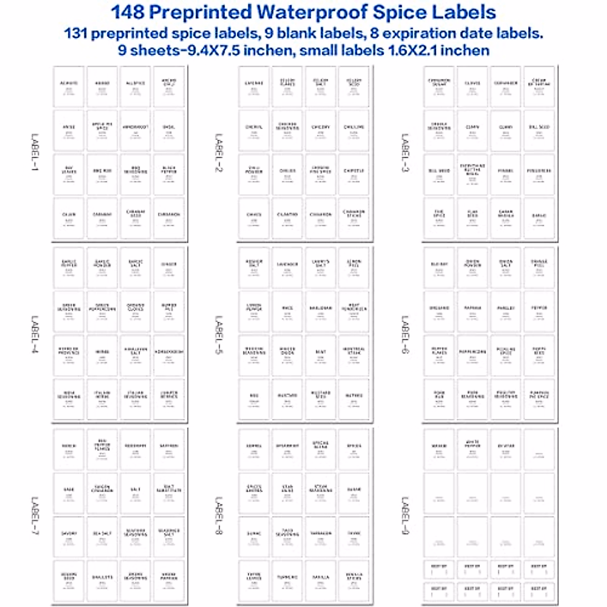 12 Pcs Square Glass Spice Jars with Natural Bamboo Lids - 5oz Airtight Herb Containers with 148 Waterproof Minimalist Spice Labels Preprinted - Empty Small Seasoning Jars for Kitchen Pantry Organization and Storage