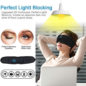 Sleep Headphones, Update Wireless 3D Eye Mask with Ultra-Thin HD Stereo Speakers for Side Sleepers, Air Travel, Meditation and Relaxation Black