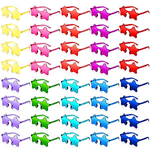 Cindeer 40 Pairs Rimless Star Shape Sunglasses Colorful Transparent Sunglasses Pentagram Glasses for Party(Multicolor)