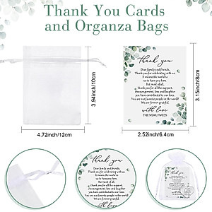 Tandefio 50 Sets Wedding Favors for Guests Bulk Heart Shaped Tokens Thank You Cards with Organza Gift Bags Party Souvenirs for Wedding Bridal Shower Love Laughter and Happily Ever After Tokens