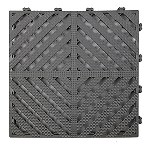 RevTime Modular Interlocking Deck Tile 13"x13"x3/4" Heavy Duty for Garage Flooring, Car Washing Facility, Deck Floor (Pack of 20), Gray