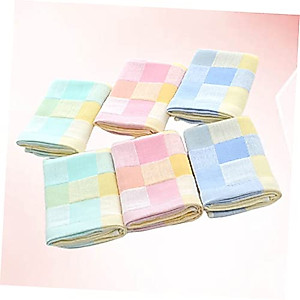 Alipis 6pcs Turkish Towel Blue Hand Towels Checkered Hand Towels Face Wash Cloth Decorative Hand Towel Plaid Dishcloth Scarf Face Towel Bath Towel Small Kid Towel Cotton Square Towel Baby