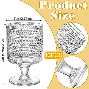 Hobnail Drinking Glasses, 8 oz Vintage Wine Glasses, Goblet Glasses Set of 10, Vintage Glassware for Iced Tea, Wine, Beer, Juice, Cocktail, Whiskey