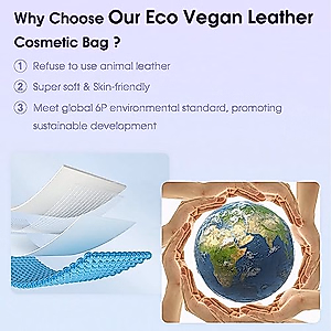 Wandering Nature Large Makeup Bag Travel Cosmetic Organizer Toiletry Bags for Women with Handle and Slip-in Pockets Vegan Leather