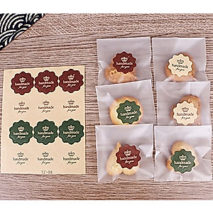 IMagicoo 240 Lovely Cute"Handmade" Label Seal Sticker Handmade Baked Envelope Label Decorative Sticker (Style-10(4x4cm))