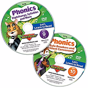 Let’s Learn to Read 10 DVD Collection by Rock ‘N Learn (170 sight words, covers all phonics rules, vowels, consonants, blends, digraphs, practice sections to build reading fluency, 80 downloadable worksheets and more.)
