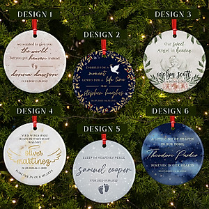 Miscarriage Gifts for Mothers, Personalized Memorial Ornaments Baby Christmas in Heaven, Custom with Name & Date - 6 Designs - Infant Loss Bereavement Gift for Parents, Remembrance Sympathy Gift, D4
