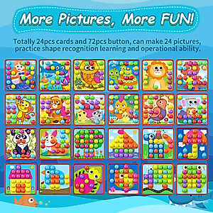 Geekper Button Art Toys for Toddlers with 34 Pictures and 130 Buttons