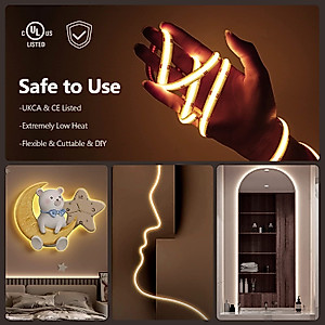 Wefomey COB LED Strip Light White CCT Tunable 3200LEDs, 16.4ft Dimmable 2700K-6500K 24V LED Tape Lights with Remote and APP, UL Power Supply, Led Light for Bedroom, Kitchen, Cabinets, DIY Lighting