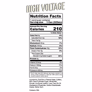 Bones Coffee Company High Voltage Brewed Latte Coffee in a Can, Ready to Drink Coffee, Sweet and Creamy Flavor (11 Fl Oz, 4 Pack)